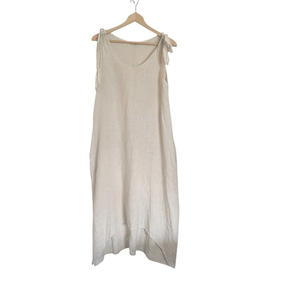 Meo Meli | Dresses | Meo Meli Linen Neutral Beige High Low Sleeveless ...